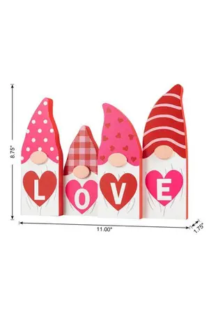 GLITZHOME 11"l Valentine's Love Wooden Gnome Table Decor