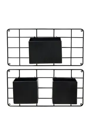 GLITZHOME 20"l Metal Vertical 3 Pots Wall Hanging Planter Stands