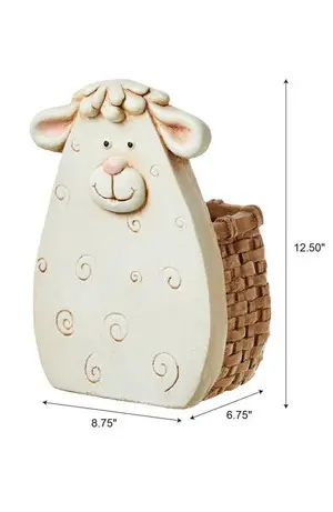 GLITZHOME 12.5"h Mgo Cute Sheep Statue Planter