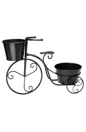 GLITZHOME 21.5"l Metal Bicycle Planter Stands Flower Pot Cart - Black