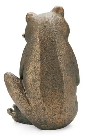 GLITZHOME 12"h Resin Bronze Sitting Frog Statue