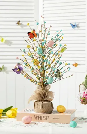GLITZHOME 18"h Easter Egg Table Tree Decor - Blue