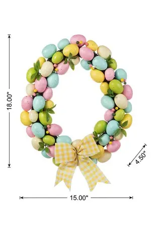GLITZHOME 18"d Easter Egg Shaped Eggs Wreath