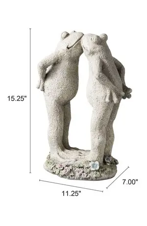 GLITZHOME 15.25"h Resin Kissing Frogs Statue