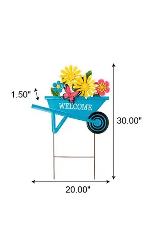 GLITZHOME 30"h Metal Spring Garden Cart Yardstake Or Wall Décor