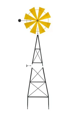 GLITZHOME 44"h Metal Wind Spinner Yardstake - Yellow