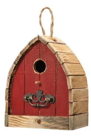 GLITZHOME 8.5"h Washed Distressed Solid Wood Birdhouse - Red