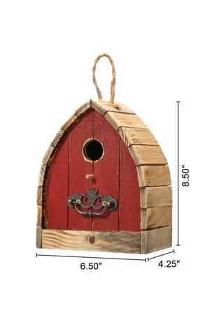 GLITZHOME 8.5"h Washed Distressed Solid Wood Birdhouse