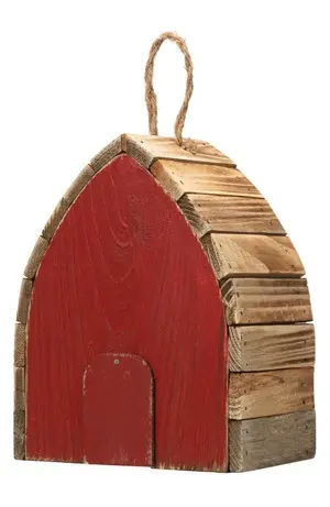 GLITZHOME 8.5"h Washed Distressed Solid Wood Birdhouse