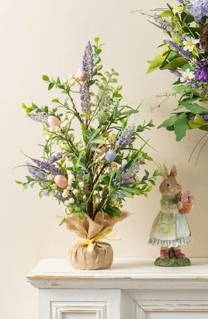 GLITZHOME 21"h Easter Egg & Lavender Table Tree Decor