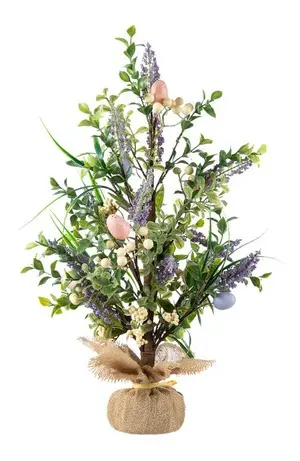 GLITZHOME 21"h Easter Egg & Lavender Table Tree Decor