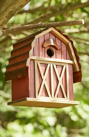 GLITZHOME 10.25"h Rustic Solid Wood Barn Birdhouse