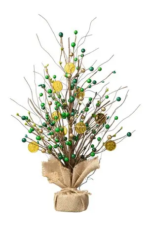 GLITZHOME 21"h Lighted St. Patrick's Gold Coin Table Tree