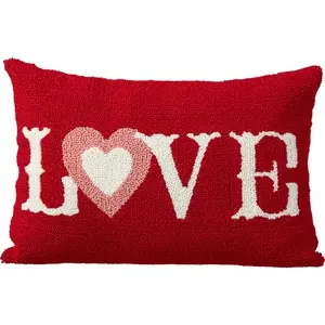 GLITZHOME 18"l Valentine's Hooked Love Pillow - Red
