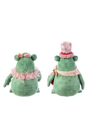 GLITZHOME Set Of 2 Valentine's Frog Couple Figurine