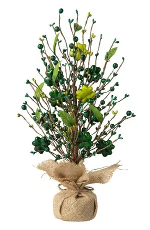 GLITZHOME 18"h St. Patrick's Shamrock And Berry Table Tree