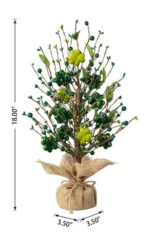 GLITZHOME 18"h St. Patrick's Shamrock And Berry Table Tree