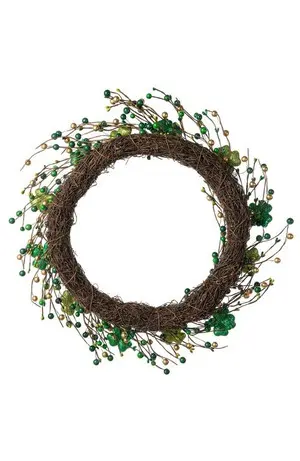 GLITZHOME 20"d St. Patrick's Shamrock Berry Wreath