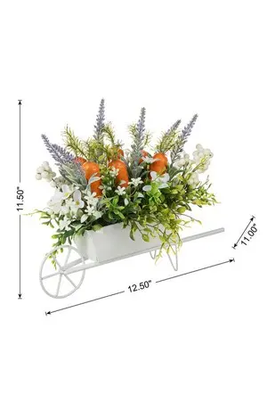 GLITZHOME 12.5"l Easter Carrot Metal Wagon Centerpiece