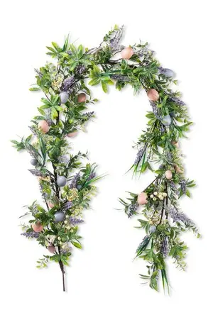 GLITZHOME 72"l Easter Egg & Lavender Garland - Green