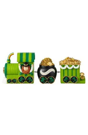 GLITZHOME Set Of 3 St.patrick's Resin Leprechaun Train Table Decor - Green