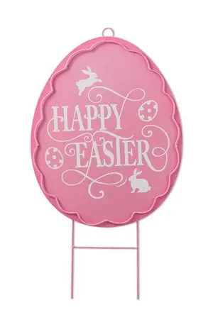 GLITZHOME 24"h Easter Metal Egg Yard Stake