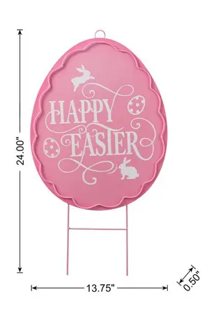 GLITZHOME 24"h Easter Metal Egg Yard Stake