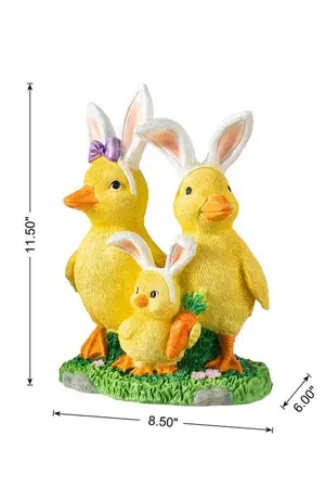 GLITZHOME Easter Resin Duck Family Table Decor