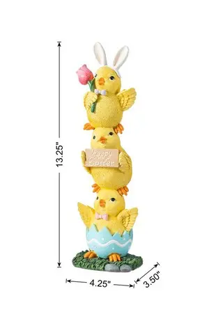 GLITZHOME Easter Resin Stackable Chickens Table Decor