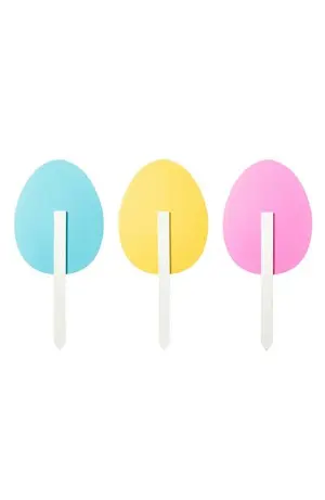 GLITZHOME Set Of 3 Wooden Easter Egg Chick Picks Yard Stakes