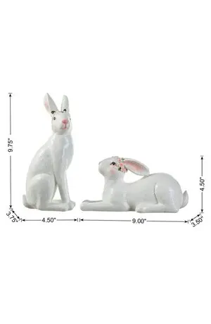 GLITZHOME Set Of 2 Easter Resin Bunny Table Decor