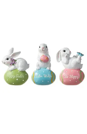 GLITZHOME Set Of 3 Easter Resin Bunny Table Decor