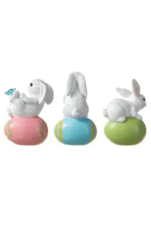 GLITZHOME Set Of 3 Easter Resin Bunny Table Decor