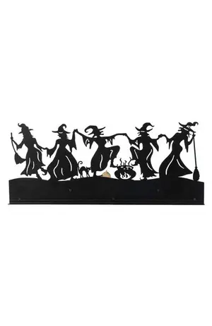 GLITZHOME Halloween Wooden & Metal Dancing Witch Or Ghost Silhouette Countdown Table Sign