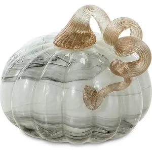 GLITZHOME Fall Multi-style Glass Pumpkins - Grey