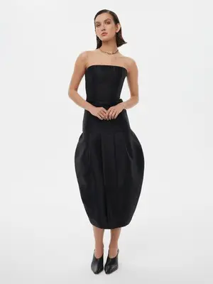 ALAS Silk Wool Blend Tulip Skirt - Black