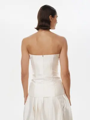 ALAS Bridal Silk-wool Corset Top - Starlight White
