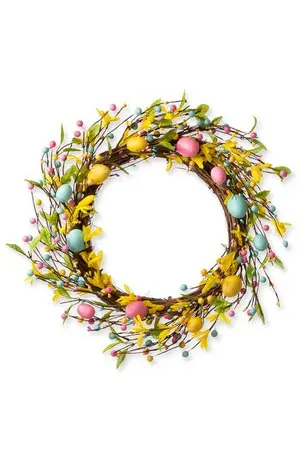 GLITZHOME 22"d Easter Egg Wreath - Yellow