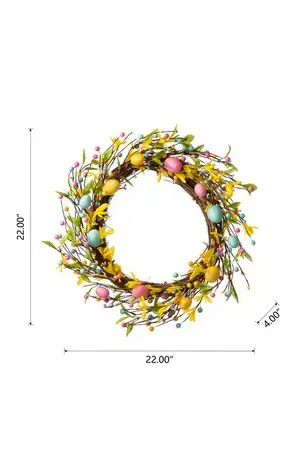GLITZHOME 22"d Easter Egg Wreath