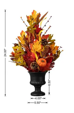 GLITZHOME 24"h Fall Maple Leaf Urn Table Tree