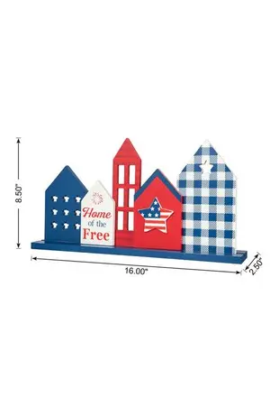 GLITZHOME Wooden Patriotic Americana House Table Decor
