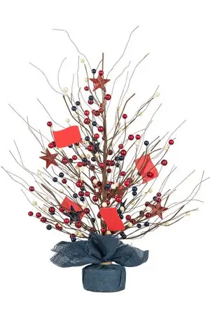 GLITZHOME 20"h Patriotic Americana Berry Or Hat Table Tree