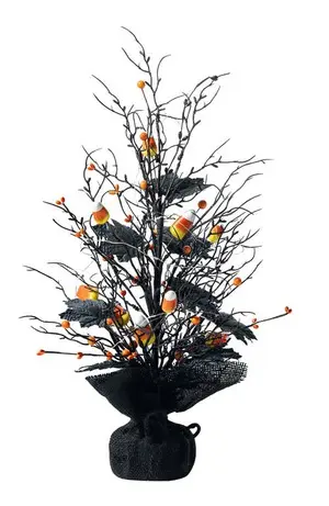 GLITZHOME 21"h Lighted Halloween Candy Corn Berries Table Tree
