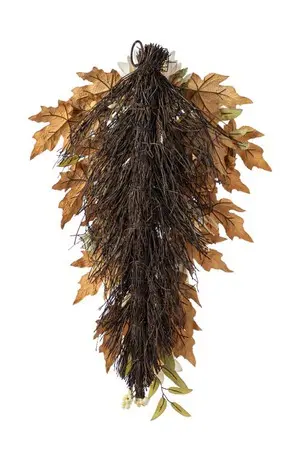 GLITZHOME Fall Neutral Sunflower Pumpkin And Leaf Teardrop
