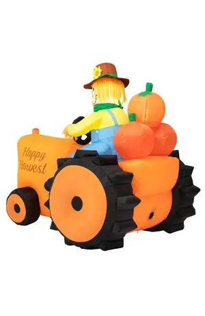 GLITZHOME 7ft Fall Lighted Inflatable Tractor Decor