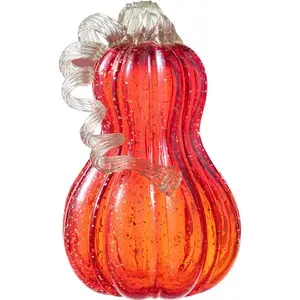 GLITZHOME Fall Glass Gourd Pumpkins With Glitter - Red