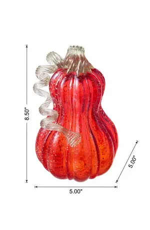 GLITZHOME Fall Glass Gourd Pumpkins With Glitter - Red