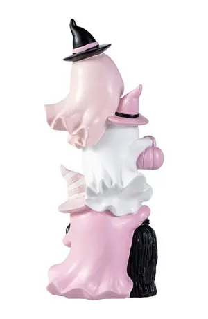 GLITZHOME Halloween Polyresin Stacked Ghost Table Decor - Pink