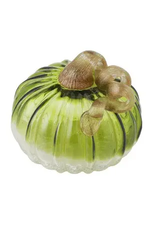 GLITZHOME Crackle Glass Short Pumpkins - Green