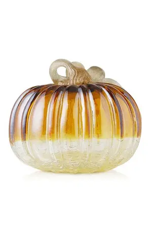 GLITZHOME Crackle Glass Short Pumpkins - Orange